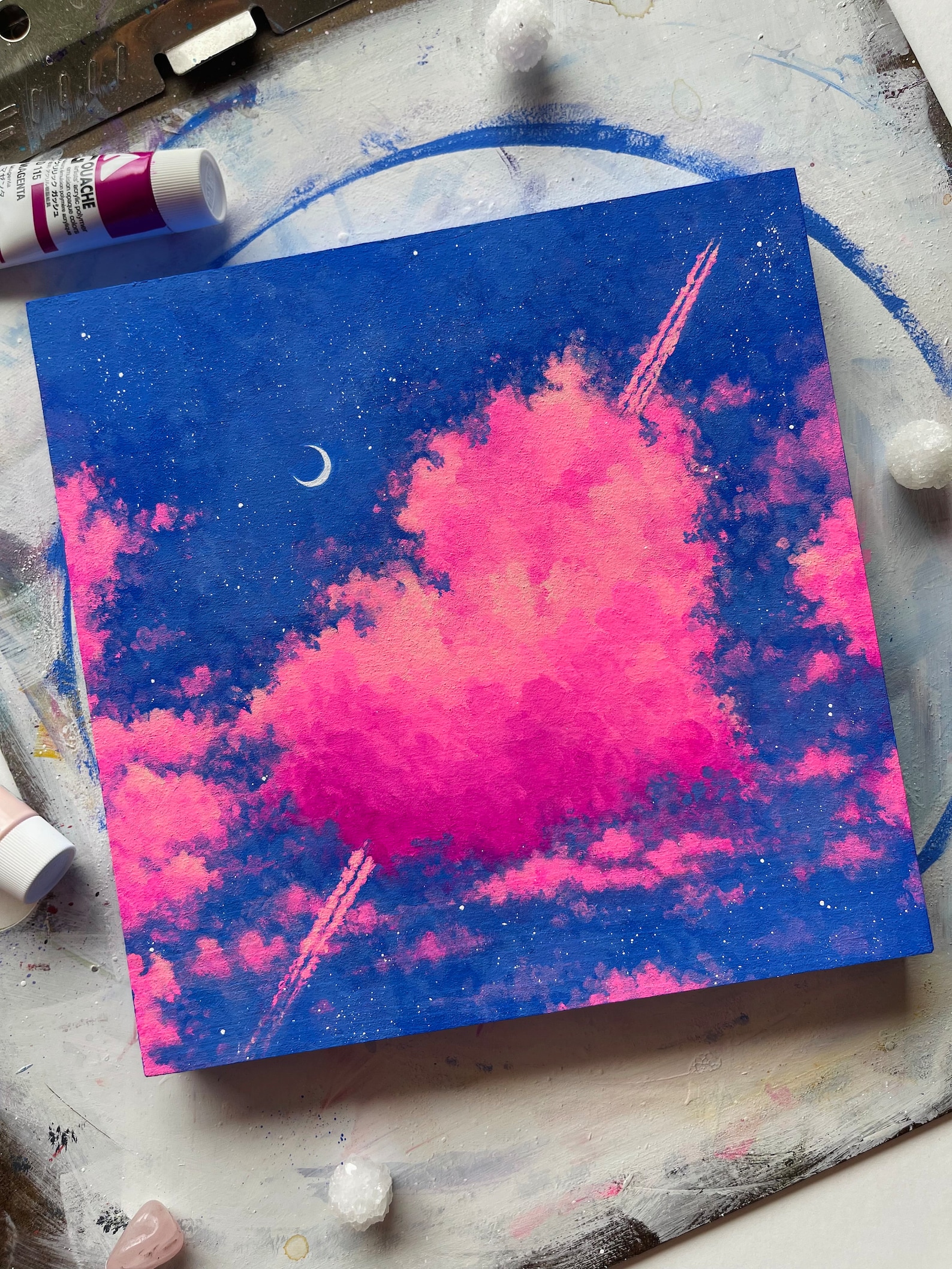 Pink Dreams Original Cloudscape Painting // Cloud Painting // Aesthetic ...
