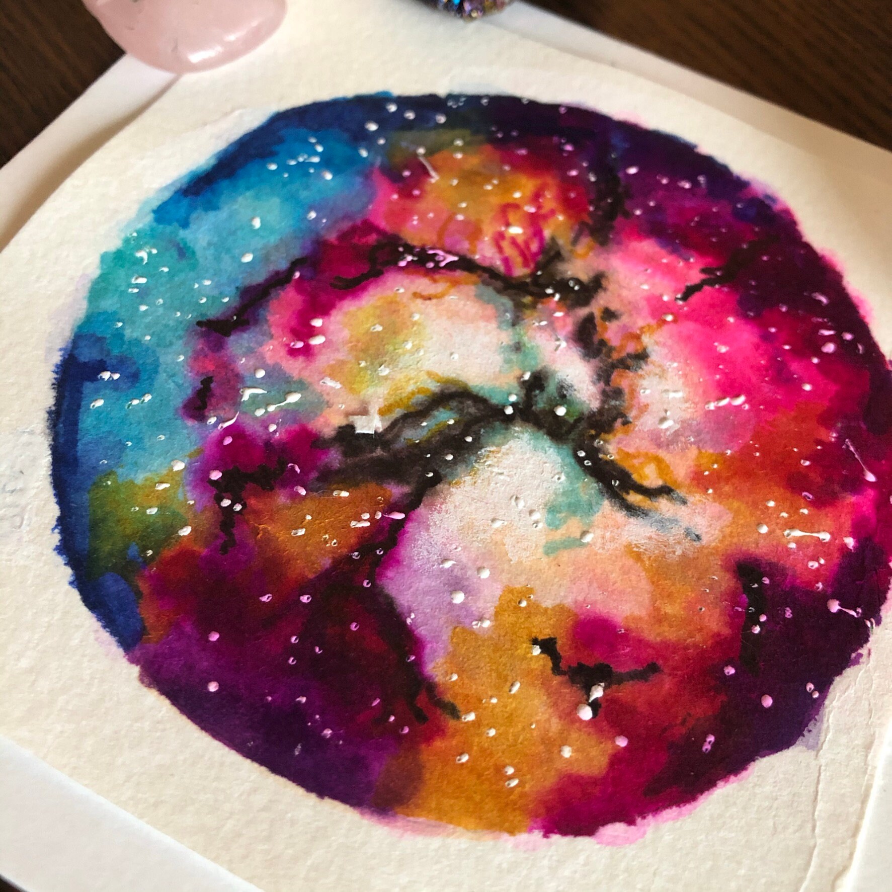 Colorful Nebula Original Ink Painting // Astronomy Gifts // - Etsy Sweden