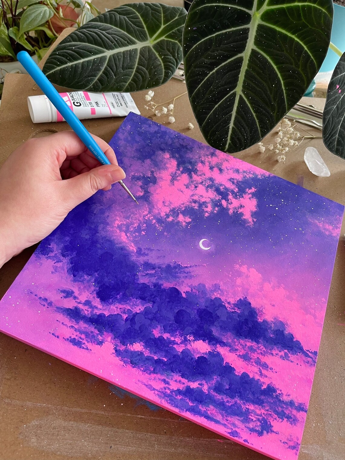 Cosmic Dreamscape Original Gouache Painting // Celestial Artwork ...