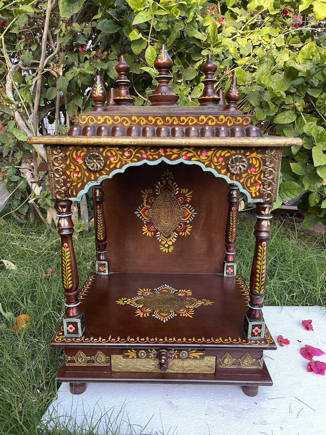 Wooden Handpainted Wall Temple,open Mandir, Worship Room Temple ...