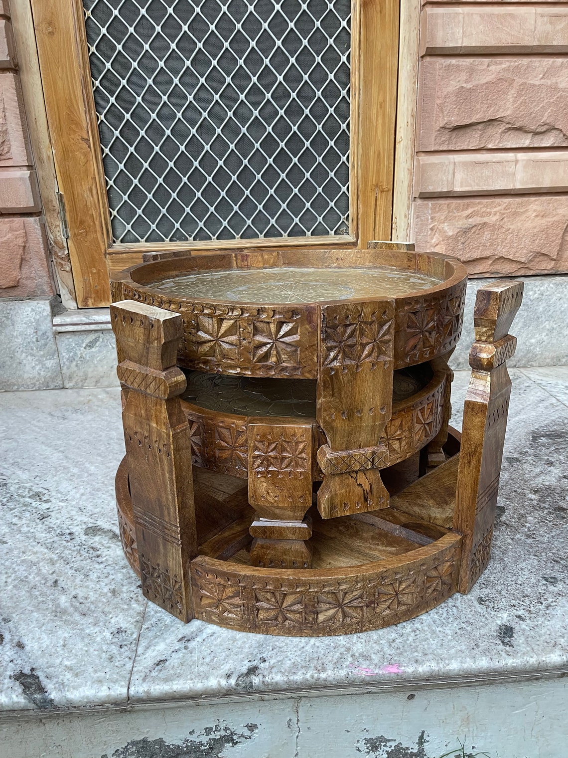 Wooden Traditional Chakki Table Indian Handmade Beautiful - Etsy