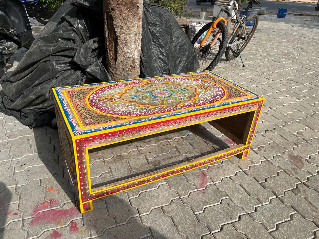 Wooden Rajasthani Coffee Table | Traditional Indian Wooden Table With ...