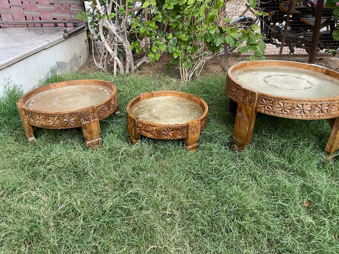 Wooden Traditional Chakki Table Indian Handmade Beautiful - Etsy
