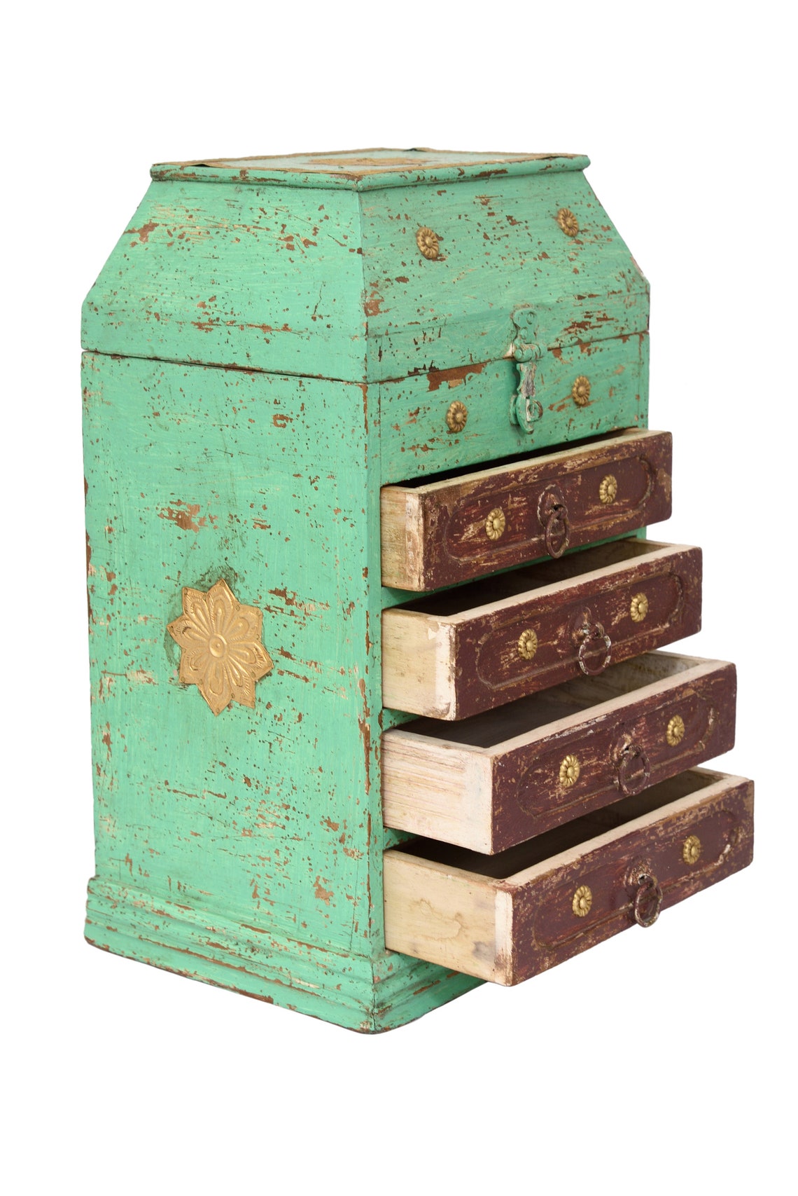 Wooden Distressed Drawer Chest Jewellery Storage Indian - Etsy