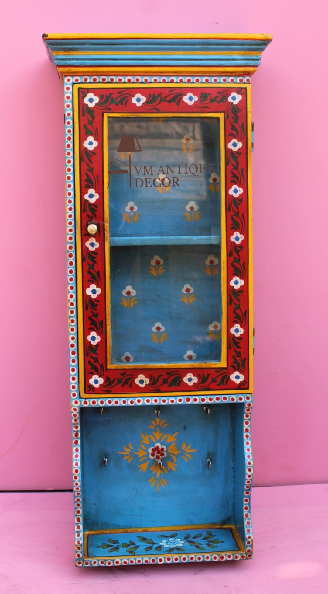 Wood Painted Indian Carved Bookshelf | Temple Shelf | Home Decor ...