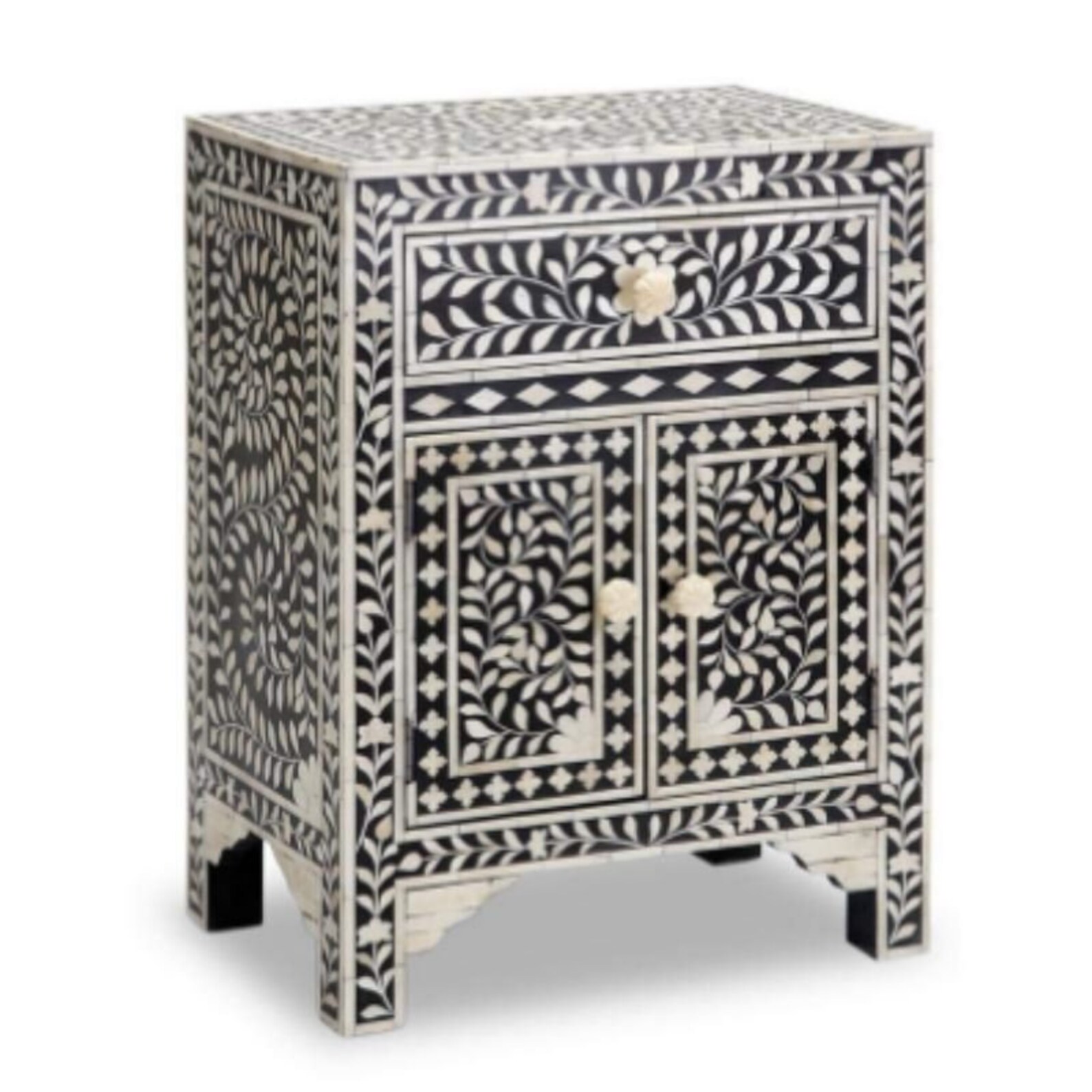 Wood Bone Inlay Indian Beautiful Cabinet With Drawer Self/bone - Etsy