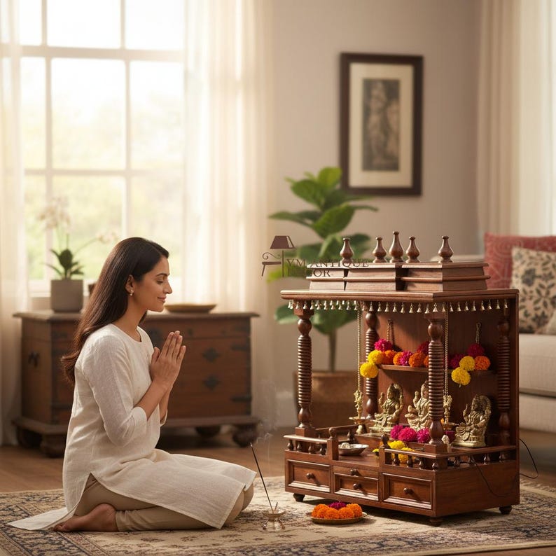 Wood Wall Mandir Temple | Home Decor Religion Temple Idol-wood Mandir ...