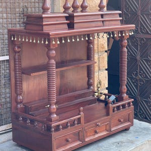 Wooden Wall Mandir Temple Pooja Stand Home Decor-religion Temple Pooja ...