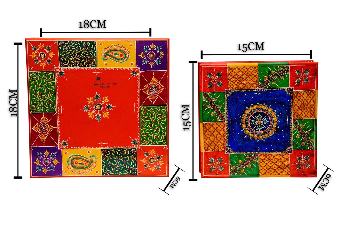 Indian Handpainted Chowki Bajot Table Pair2 indian Religious - Etsy