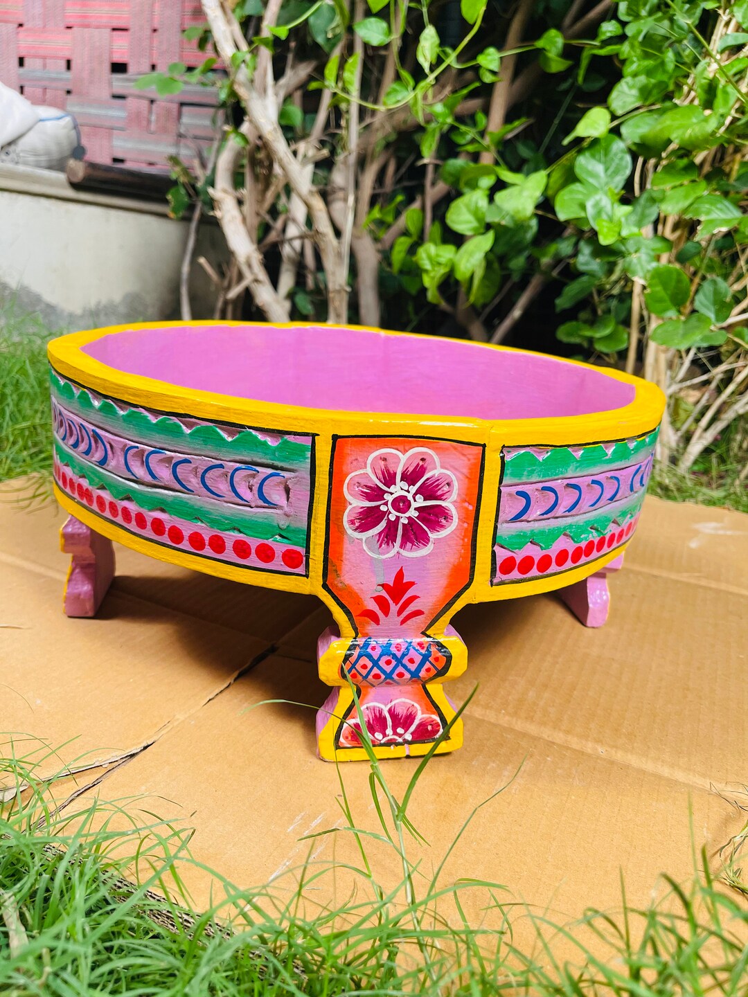 Rajasthani Hand Painted Chakki Table, Recycled Furniture, Coffee Table ...