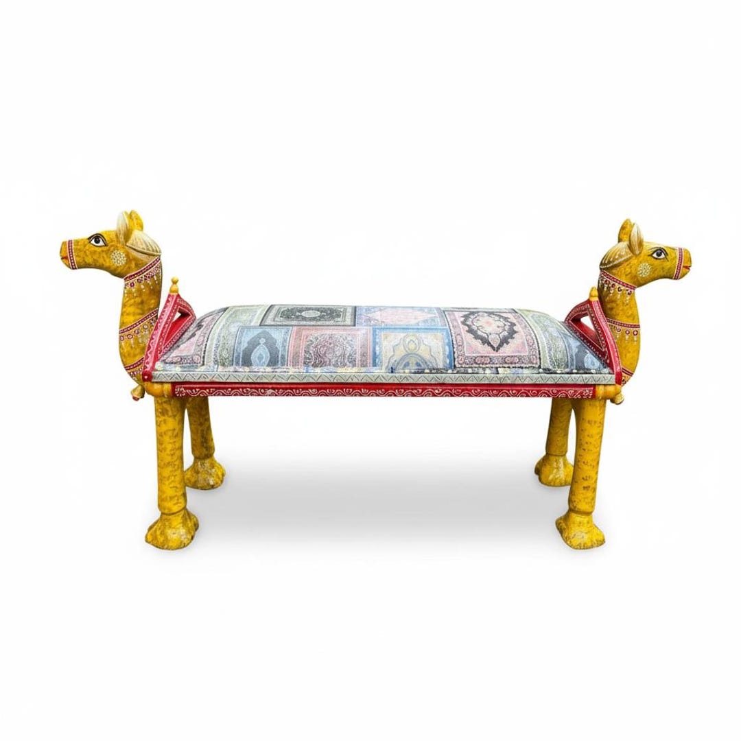 Wooden Painted Animal Bench | Side Camel Bench With Seat | Decorative ...