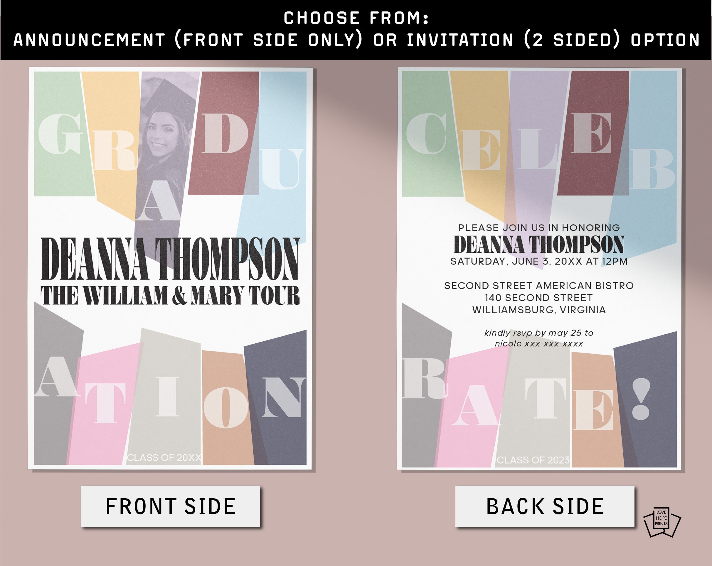 Modern Graduation Party Invite Template, Senior Grad Announcement Card ...