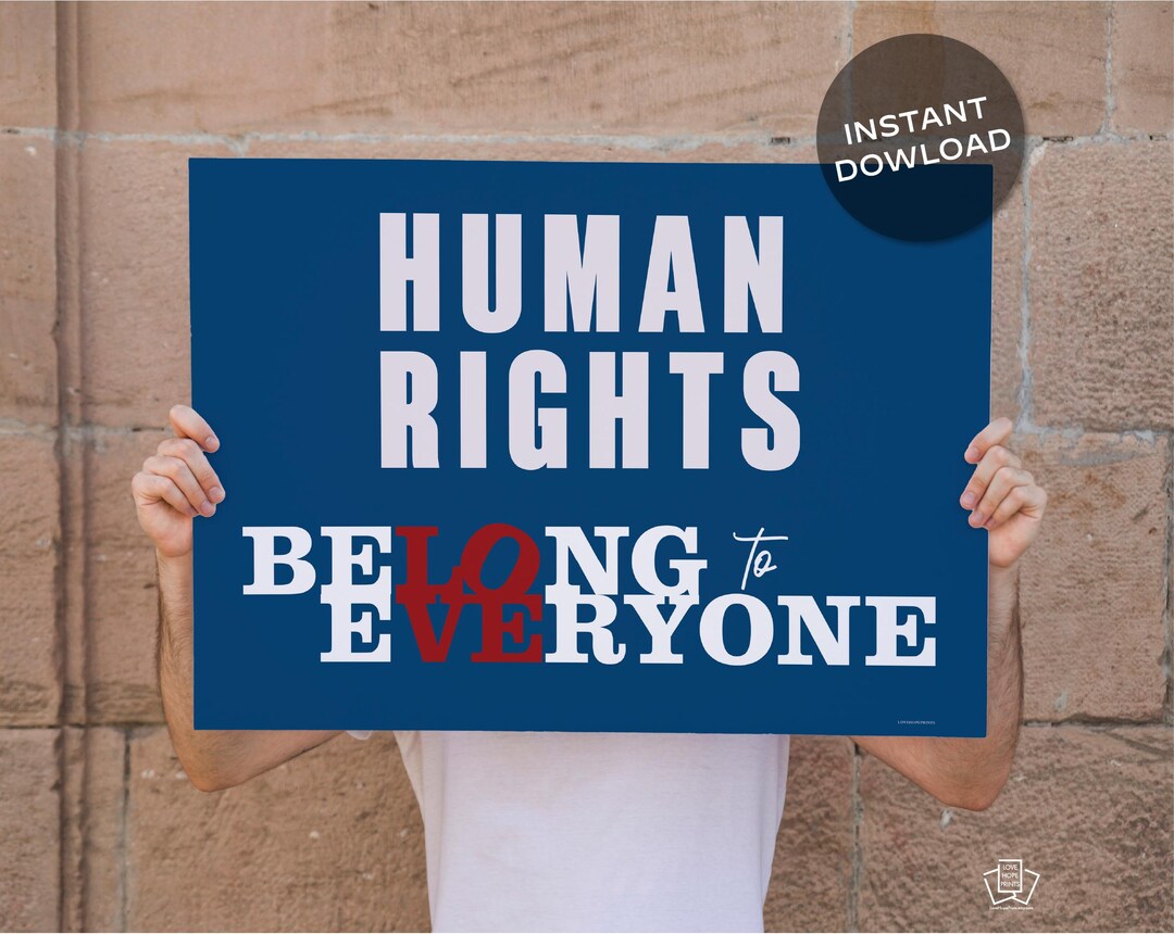 Human Rights Sign PRINTABLE, Anti ICE Protest Poster for March, Digital ...