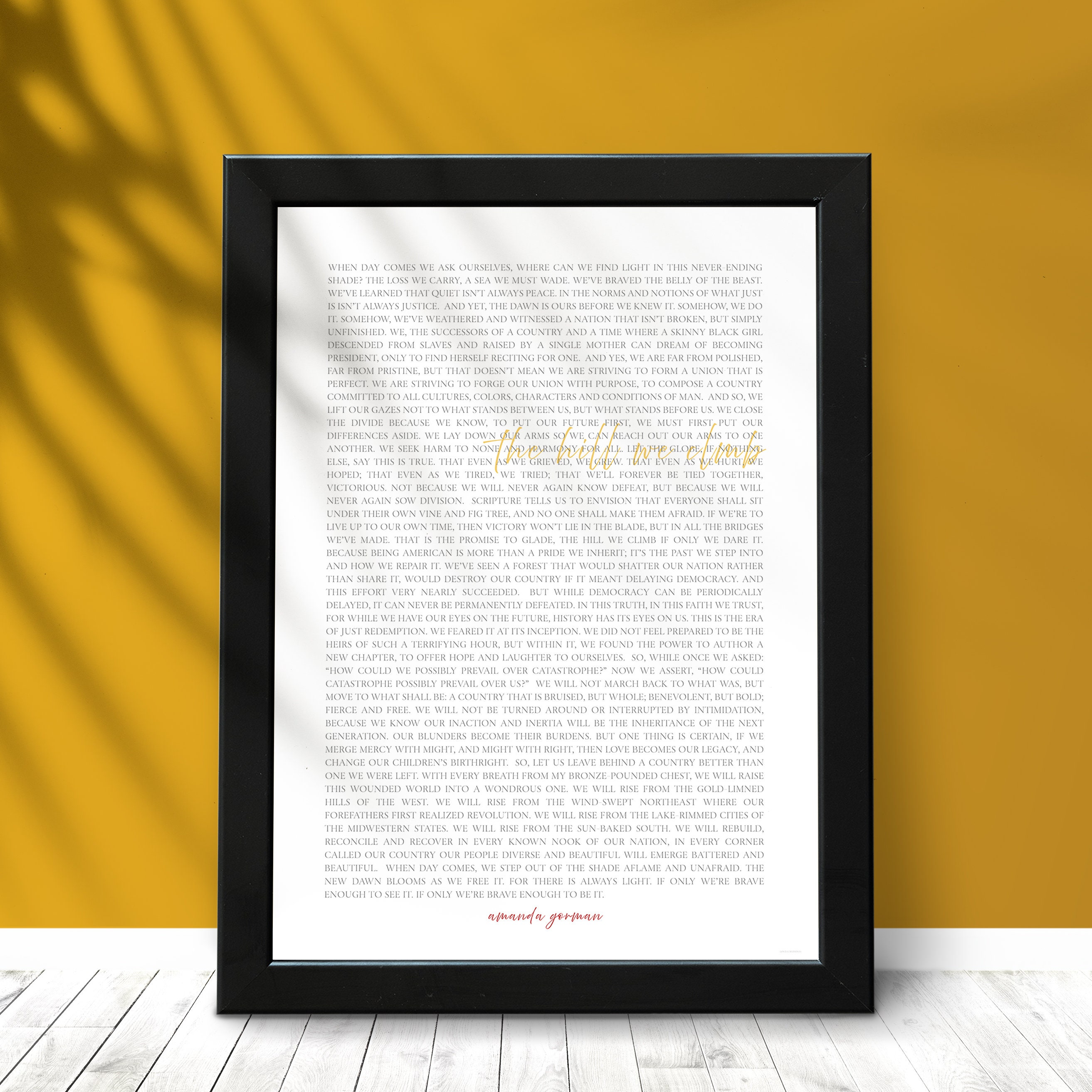 Amanda Gorman Quote Poster Inauguration 2021 Full Poem the Hill We ...