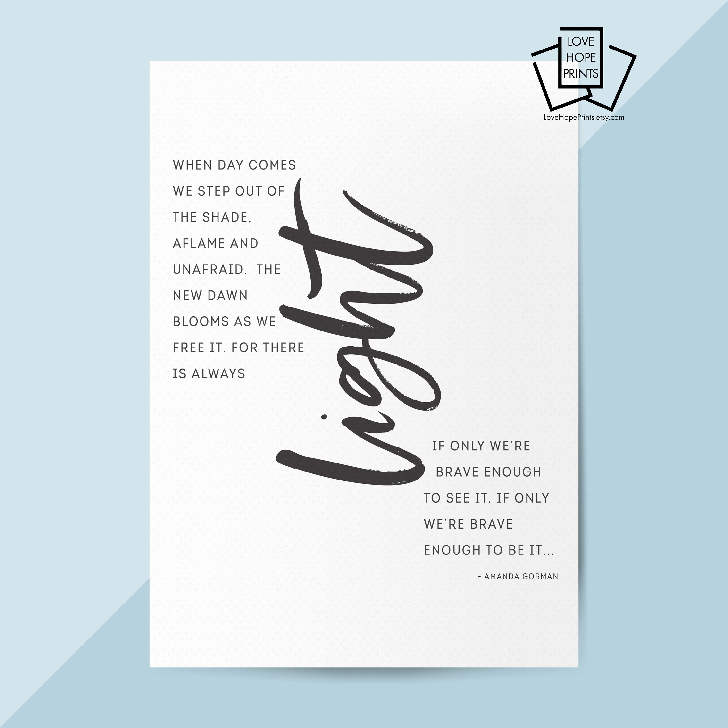 Amanda Gorman Inauguration 2021 Poem the Hill We Climb Quote - Etsy