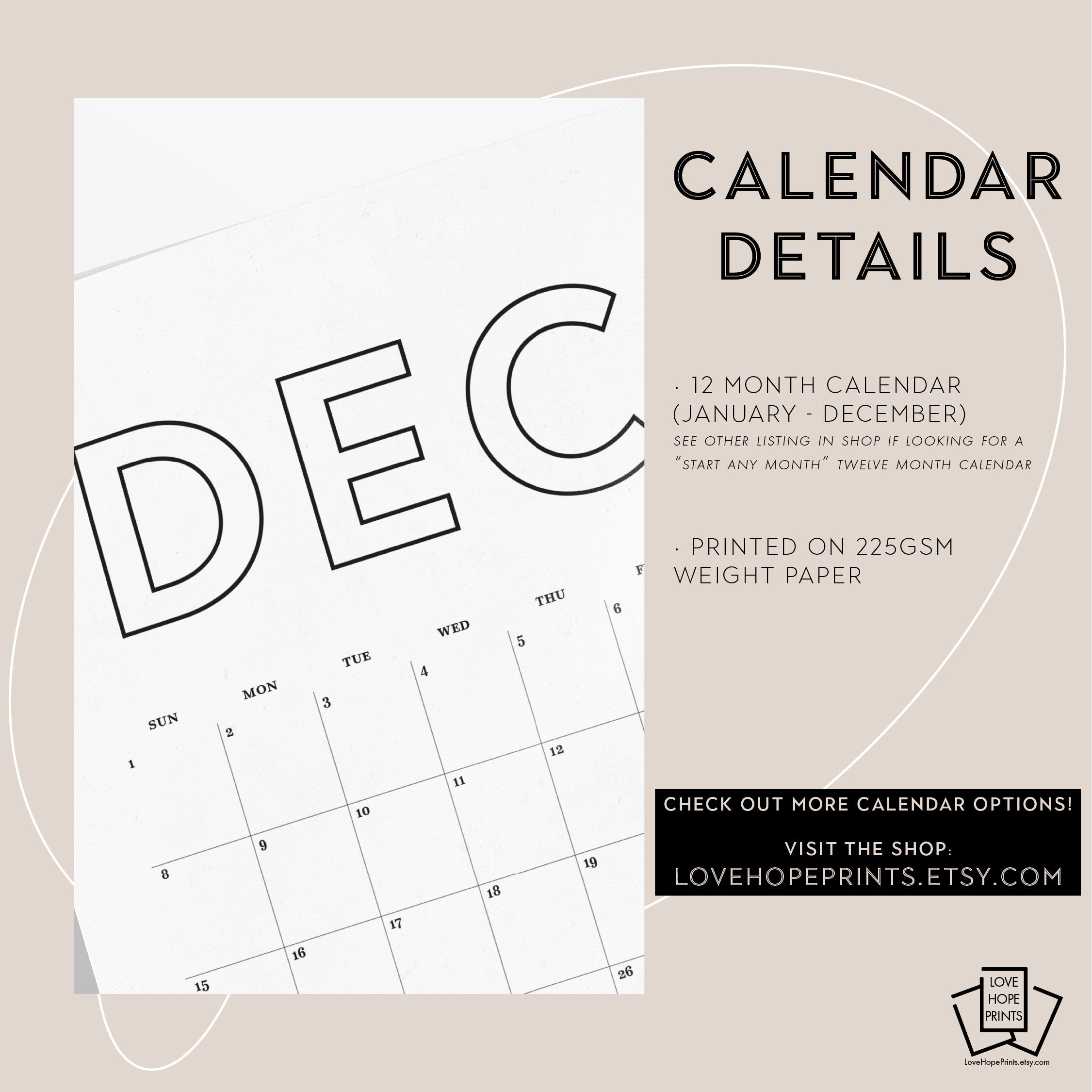 Start Any Month Calendar, Mid-year Create Your Own Calendar, Modern ...