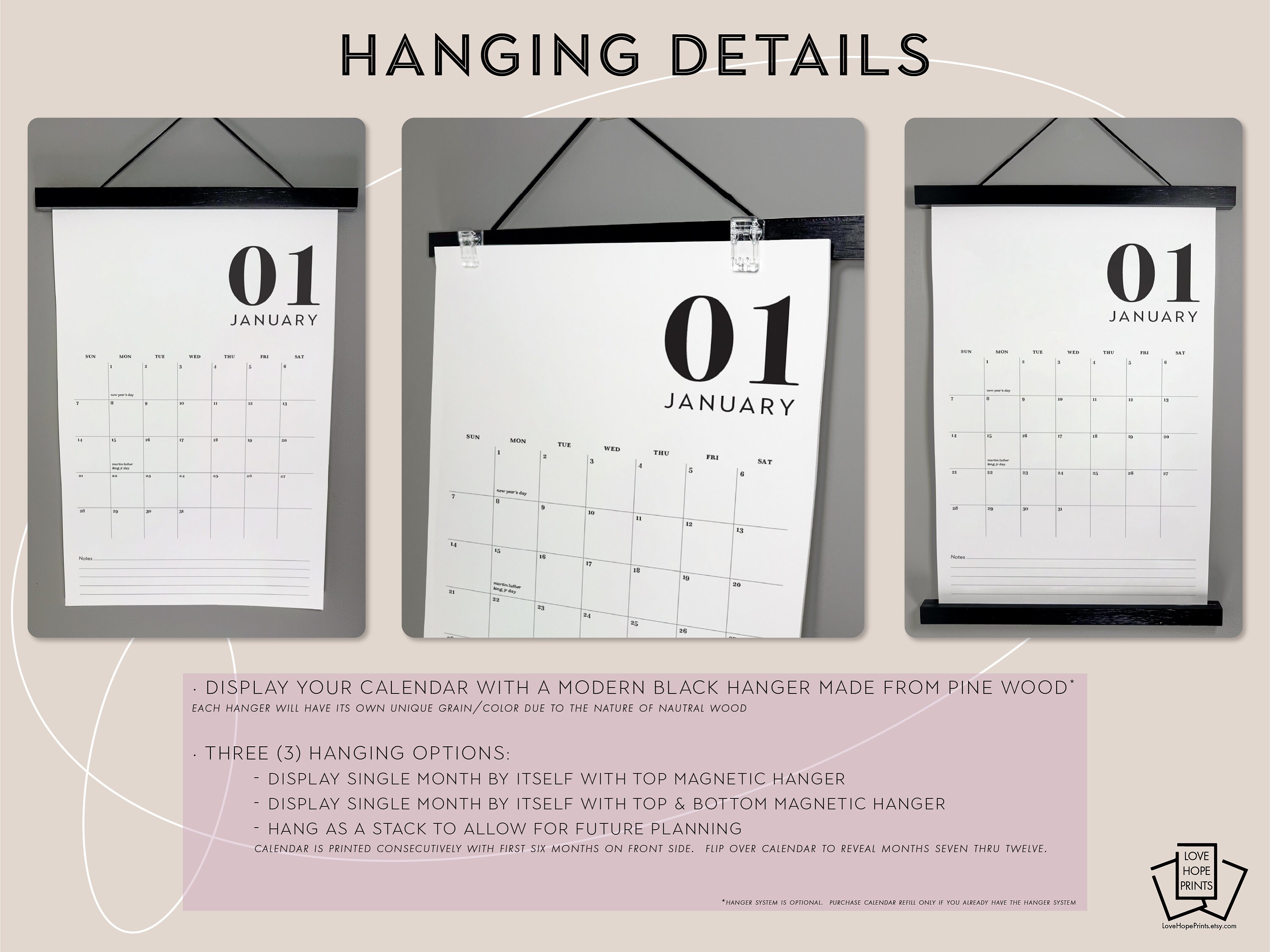 Start Any Month Calendar, Mid-year Create Your Own Calendar, Large ...