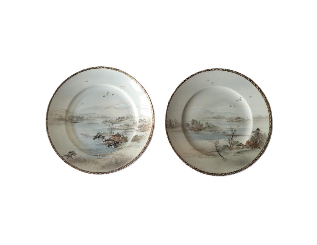 Japanese Kutani (MT. Fuji) Hand Decorated Plates - Etsy