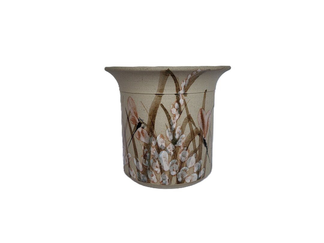 Lyn Newton Studio Pottery Stoneware Vase Dragonflies - Etsy