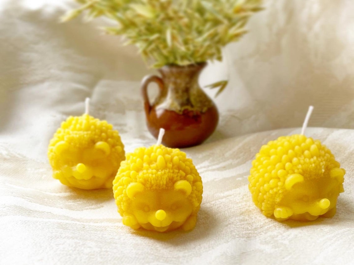 Pure Bees Wax Hedgehog Candle. Handmade Animal Shape Gift for - Etsy