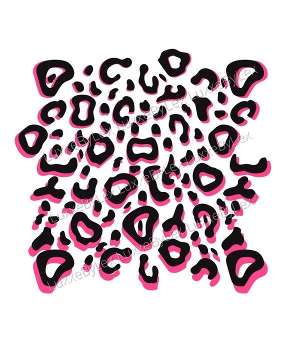 Leopard Cheetah Print Patch Pink and Black PNG Digital Art for - Etsy