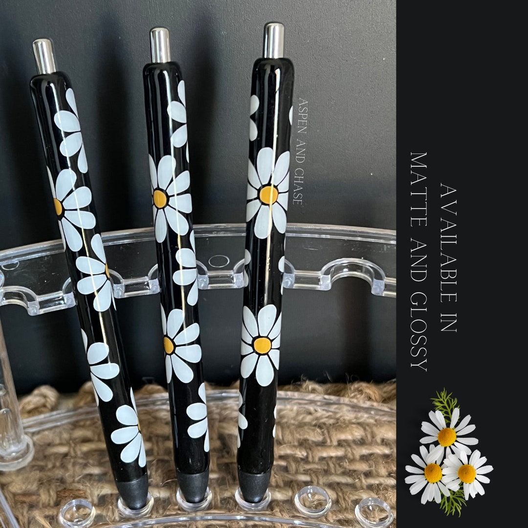 Black Flower Pen , Custom Flower Pens, Papermate Inkjoy Gel Pen .7 ...