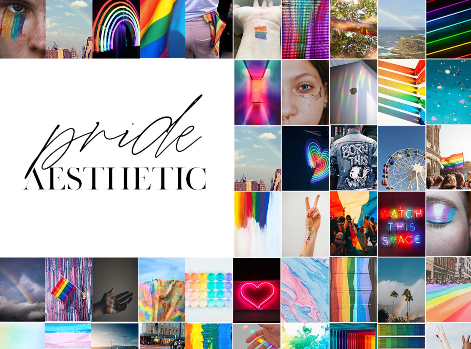 PRIDE Wall Collage Kit Digital Download LGBTQ Pride Dorm Room Decor 50 ...
