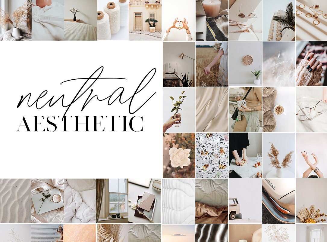 Beige Aesthetic Wall Collage Kit DIGITAL DOWNLOAD | Wall Decor | Dorm ...