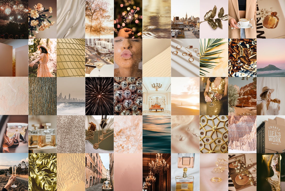 GOLD Boujee Aesthetic Wall Collage Kit | Digital Download | Dorm Room ...