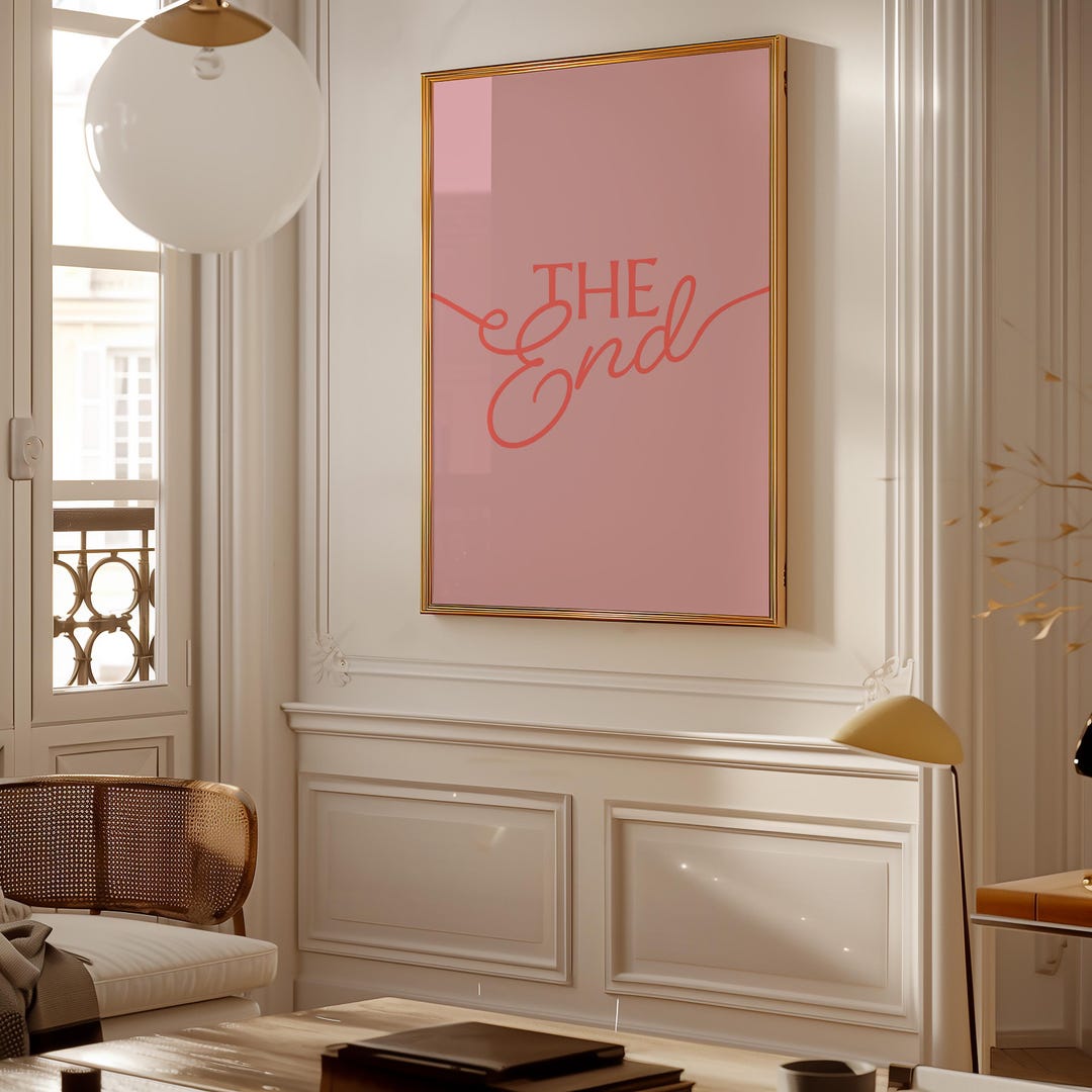 The End – Pink Typography Poster, Minimalist Movie-inspired Wall Art ...