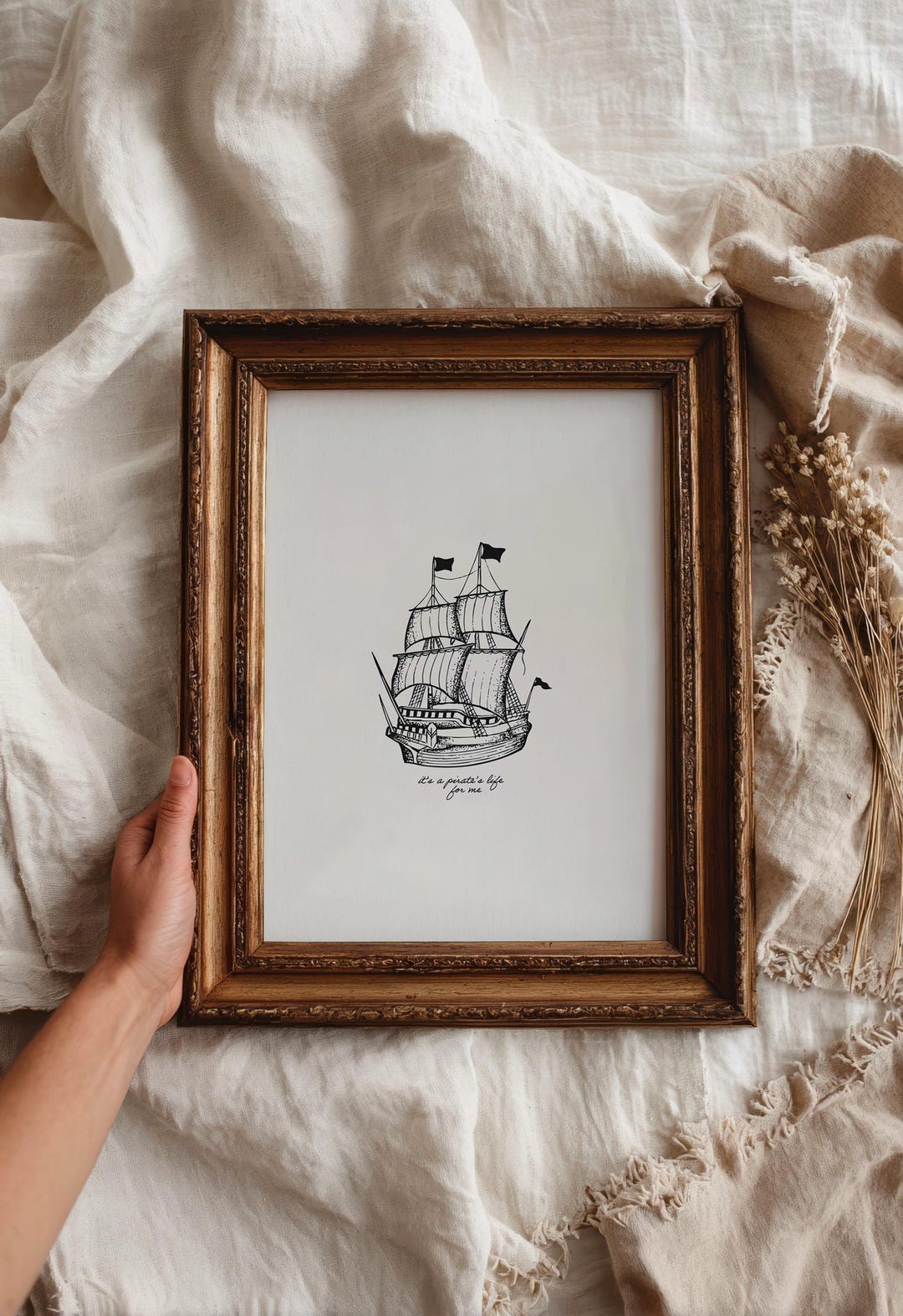 Pirate Ship Art Print – Minimalist Wall Decor, Fairytale Inspired Print ...