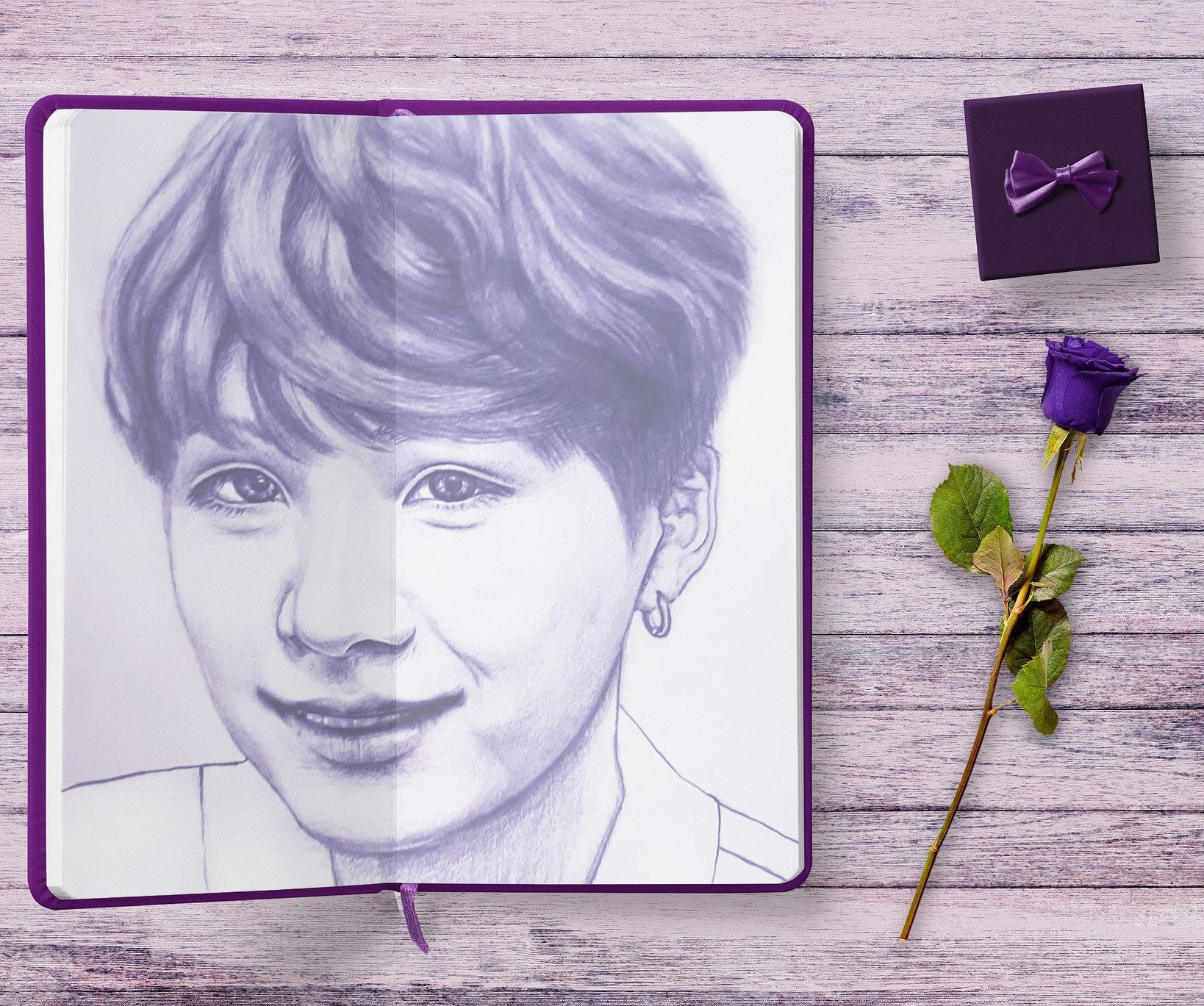 BTS Suga colored pencil drawing fanart K-Pop Gift Art | Etsy