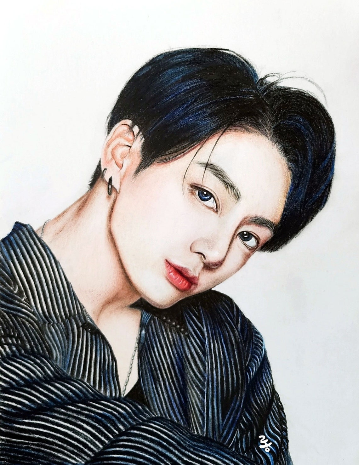 Bts Jungkook Colored Pencil Drawing Fanart K Pop T Etsy