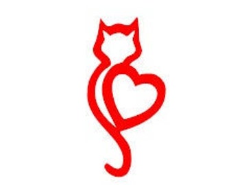 Cat Heart Vinyl Decal - Etsy
