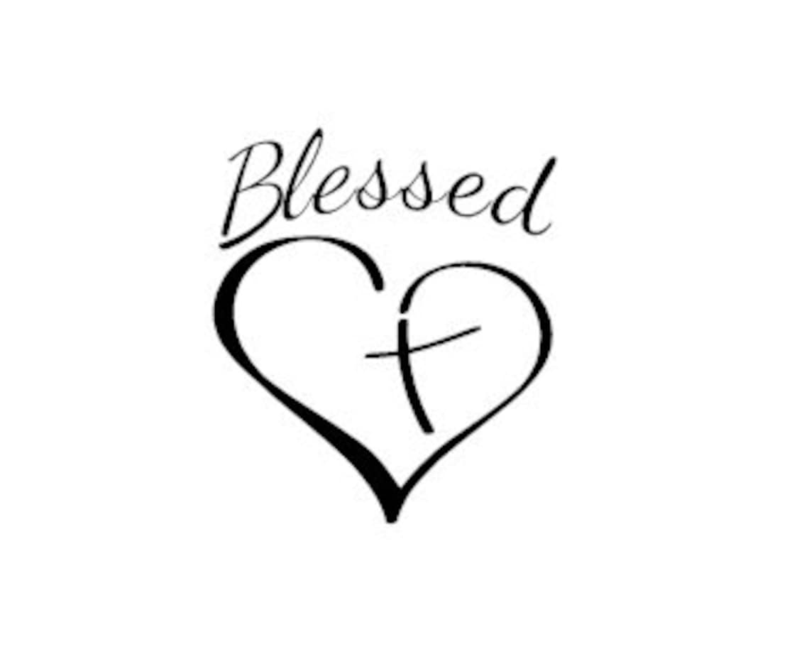 Blessed Heart Cross Christian Vinyl Decal - Etsy