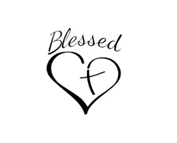 Blessed Heart Cross Christian Vinyl Decal - Etsy