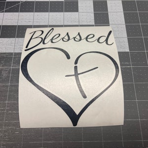Blessed Heart Cross Christian Vinyl Decal - Etsy