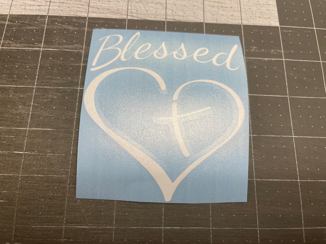 Blessed Heart Cross Christian Vinyl Decal - Etsy