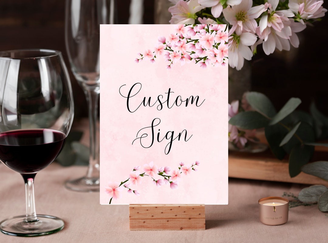 Cherry Blossom Digital Custom Wedding Sign | A5, 5 X 7 and 4 X 6 Inches ...