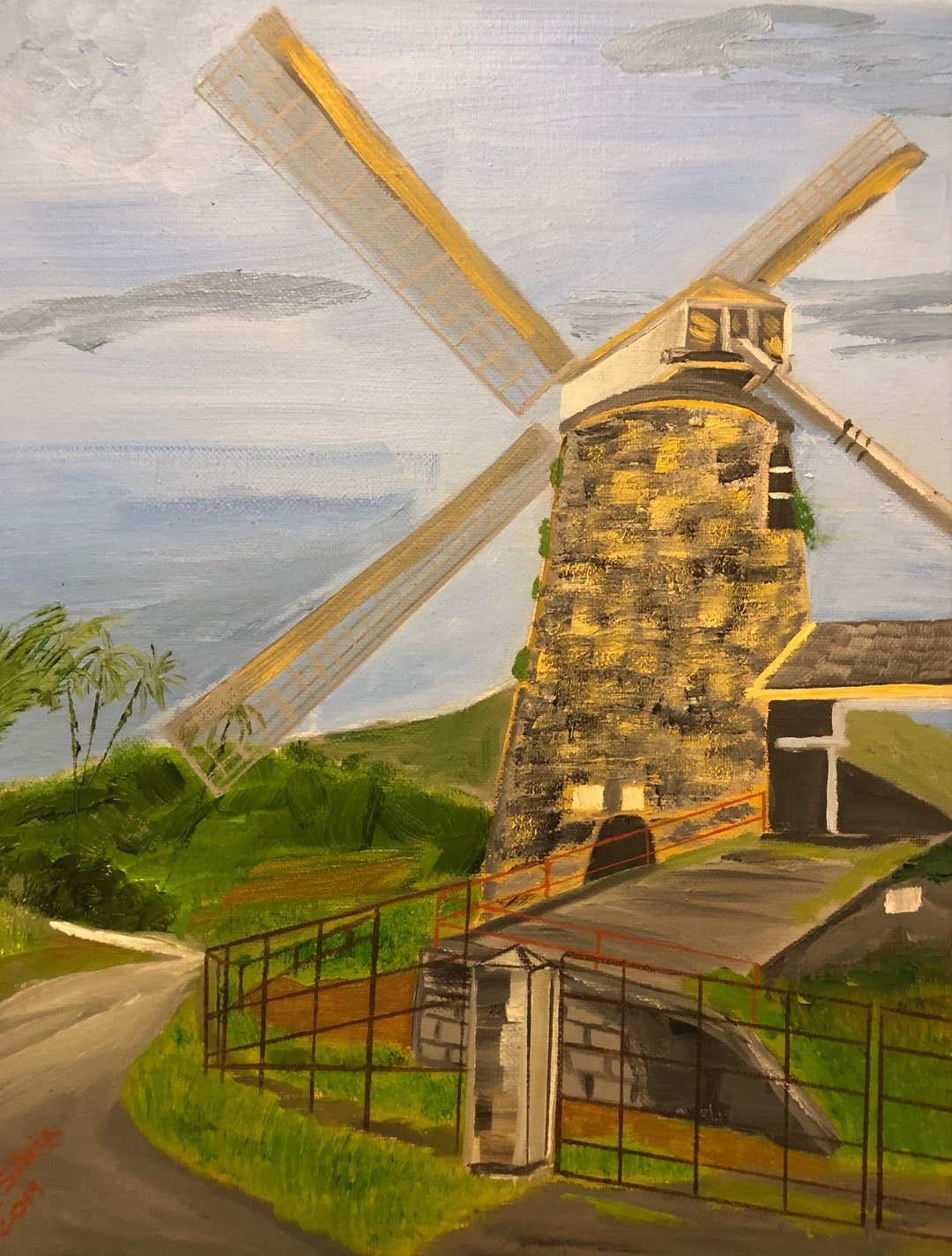 Morgan Lewis Windmill - One of a Kind Impressionism Oil Painting on ...