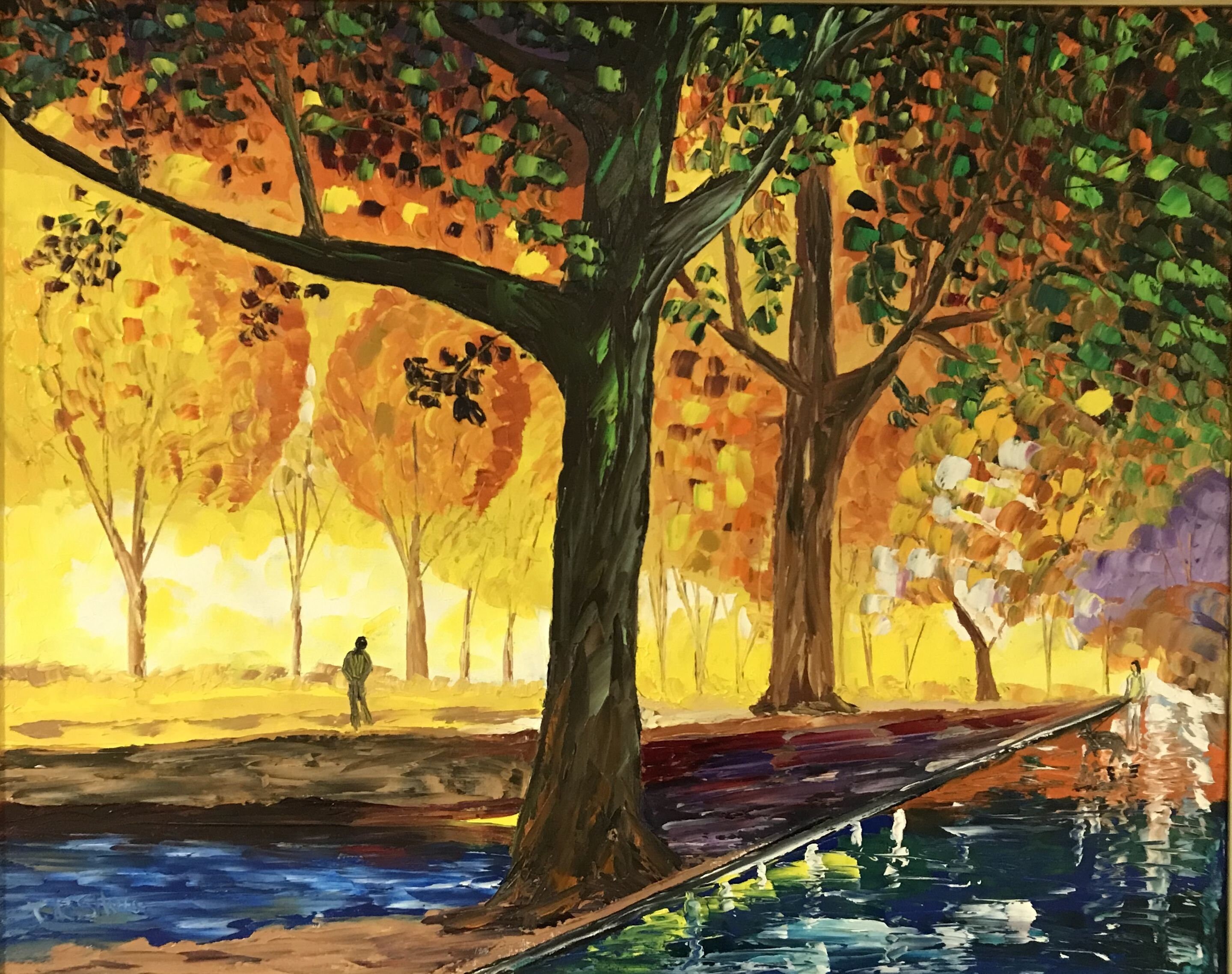 Dawn Stroll Through the Park - One of a Kind Intense Impressionism ...