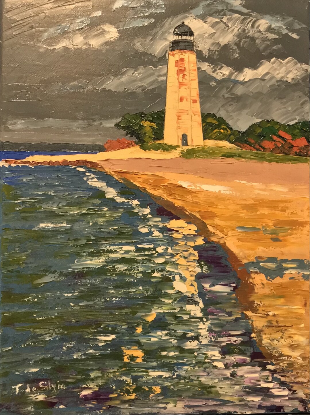 Der Kalkstein Leuchtturm - Einzigartiges intensives impressionistisches ...