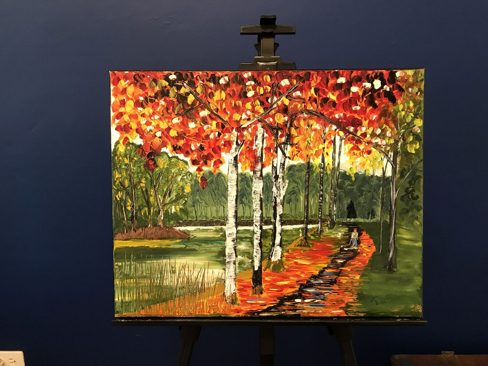 Stroll in the Park - One of a Kind Intense Impressionism Pallet Knife ...
