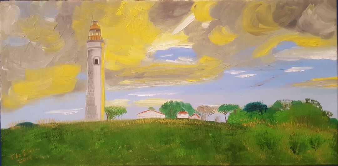 Ragged Point Lighthouse - One of a Kind Impressionism Oil Painting on ...
