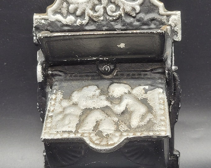 Vintage Cast Iron Matchstick Holder, Cherub Matchstick Holder, Old ...