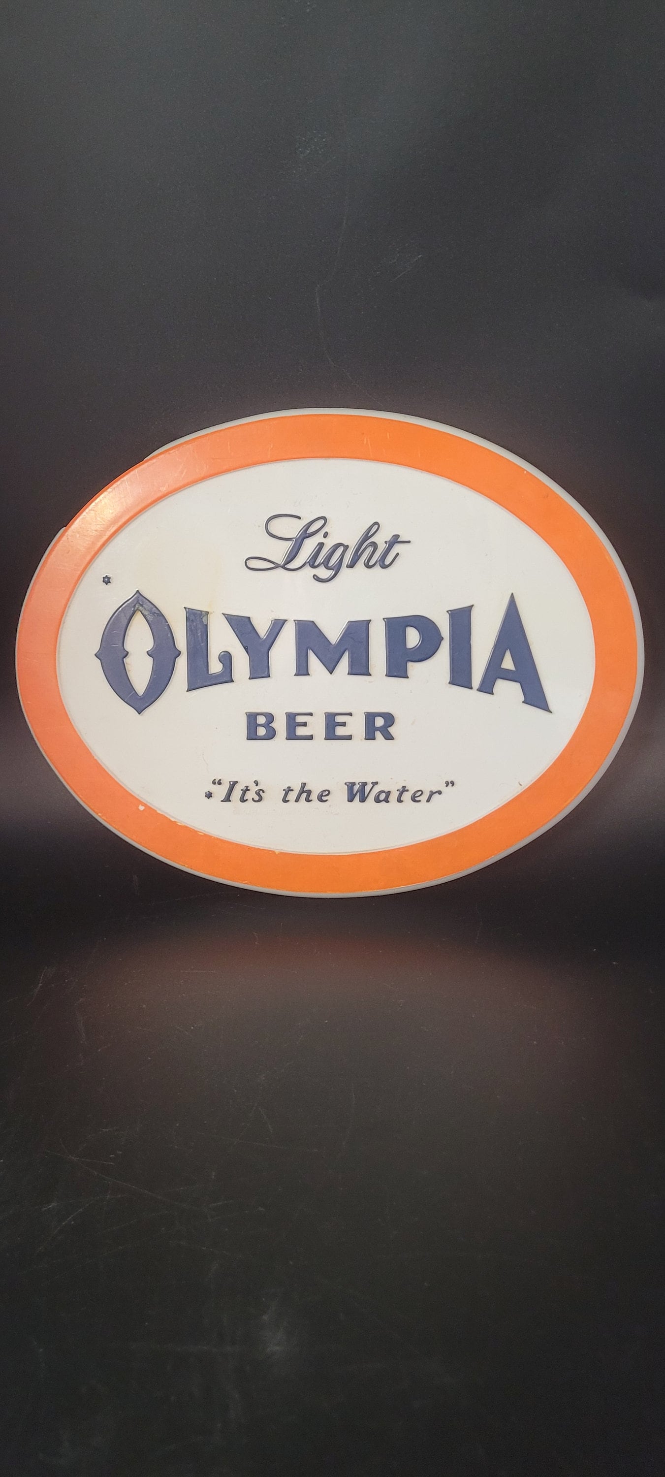 Vintage Olympia Light Beer Sign, Oval Plastic Olympia Beer Sign ...