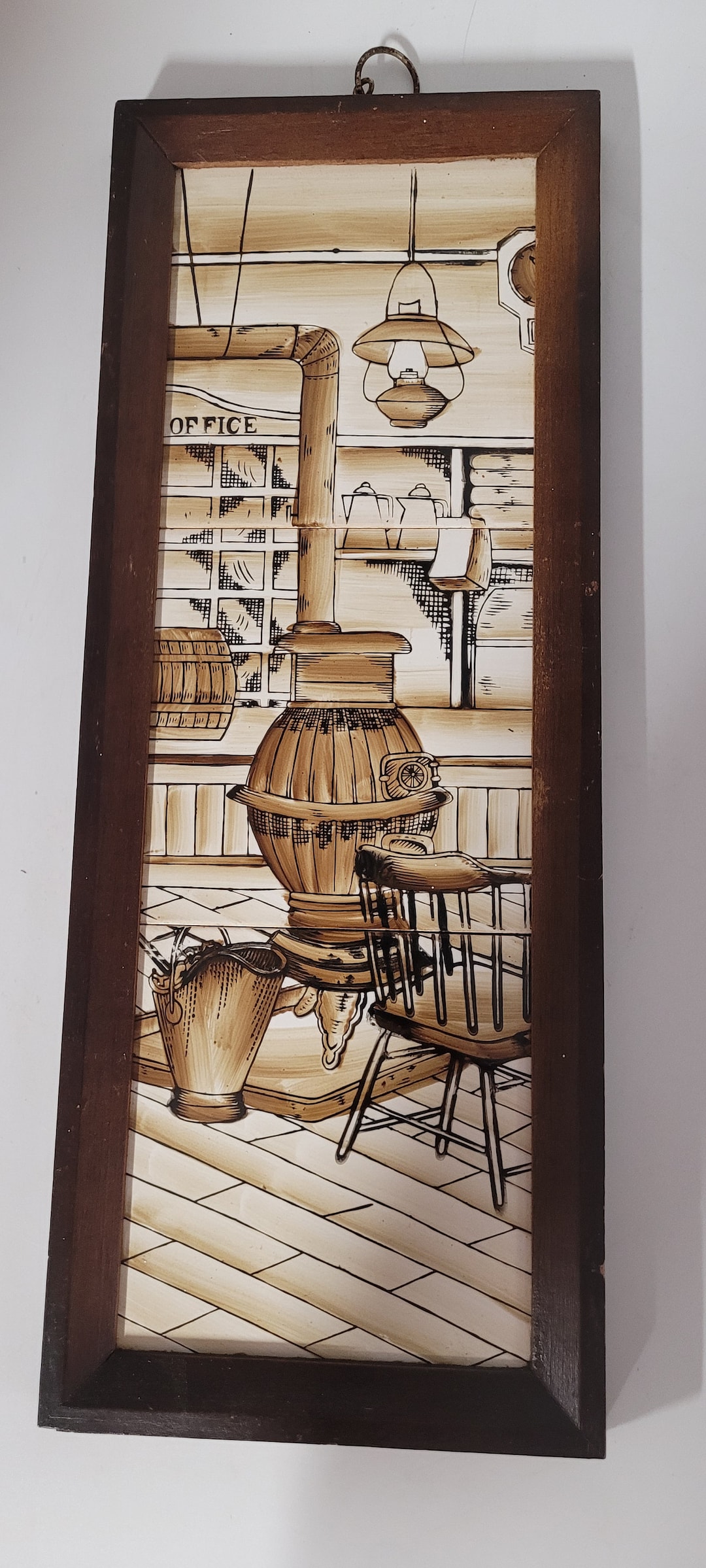 Vintage Enesco Country Store Tile Wall Art, Framed Country Wall Art ...