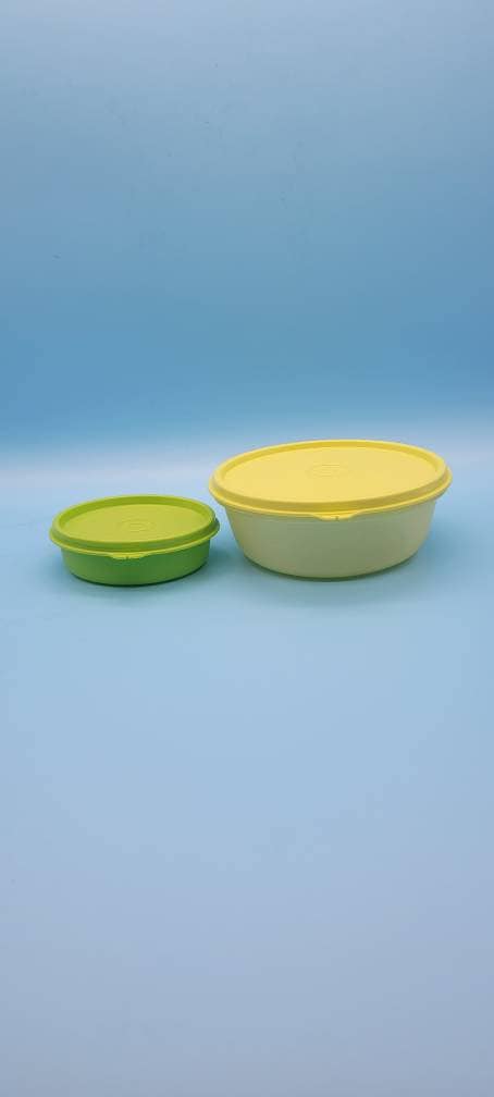 Vintage Set of 2 Tupperware Green and Yellow Bowls With Lids ...