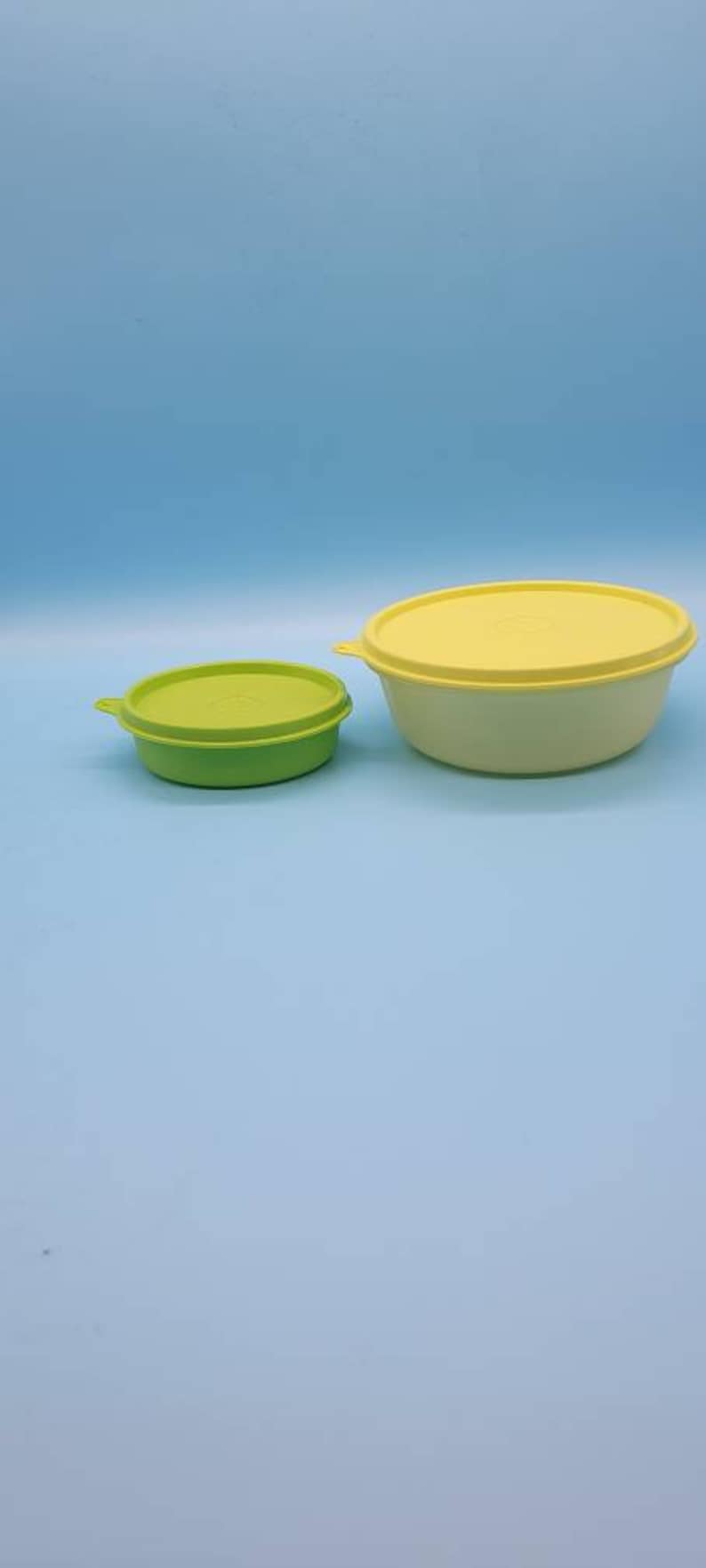 Vintage Set of 2 Tupperware Green and Yellow Bowls With Lids ...