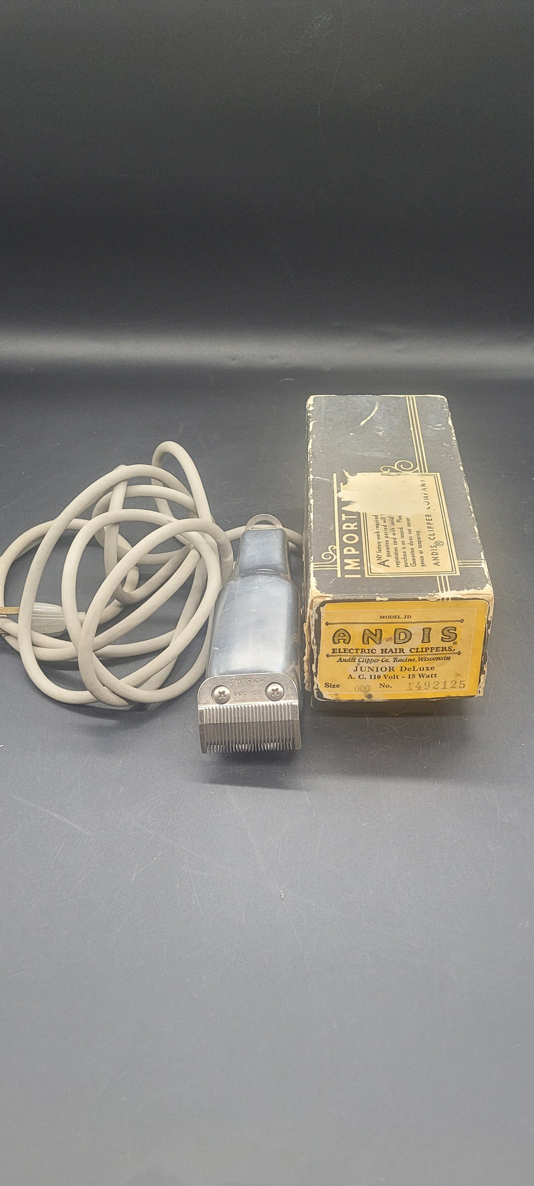 Vintage Andis Junior Deluxe Electric Clippers, Vintage Barber Clippers ...